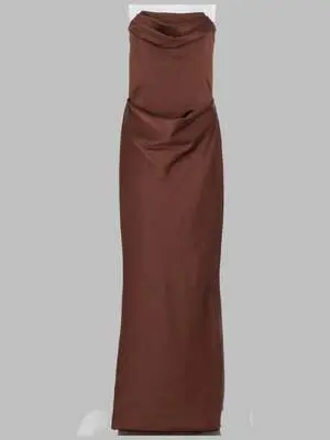 ROTATE BY BIRGER CHRISTENSEN Strapless Draped Maxi Dress - Brown