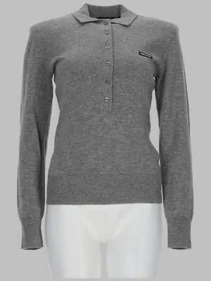 ROTATE BY BIRGER CHRISTENSEN Polo In Merino Wool And Cashmere - Gray