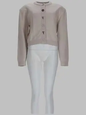 ROTATE BY BIRGER CHRISTENSEN Cropped Cardigan With Logo Detail - Gray