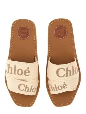 Chloé Woody Slide Sandals - Cream