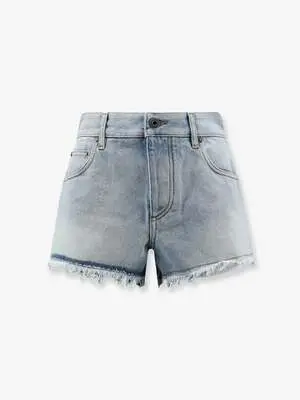 Loewe Paula's Ibizablue Denim Bermuda Shorts With Frayed Edges - Blue