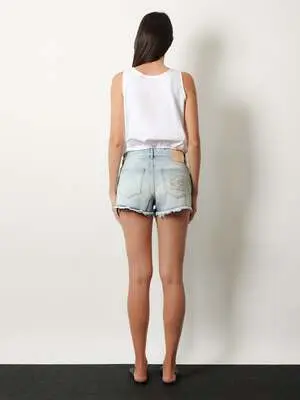 Loewe Denim Bermuda Shorts With Frayed Edges - Blue