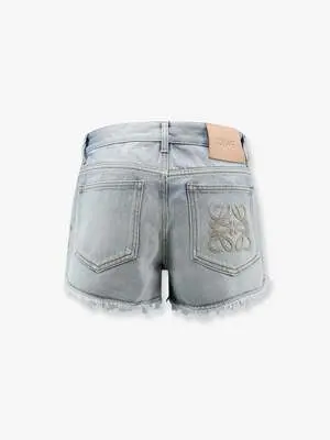 Loewe Denim Bermuda Shorts With Frayed Edges - Blue