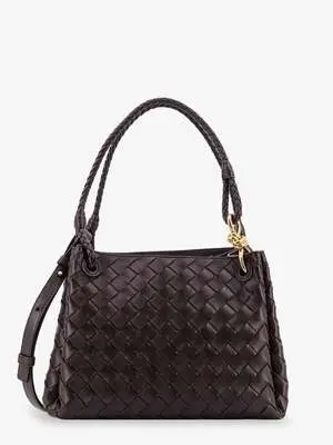 Bottega Veneta Parachute Leather Shoulder Bag With Intrecciato Pattern And Knot Detail - Brown