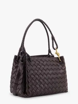 Bottega Veneta Parachute Leather Shoulder Bag With Intrecciato Pattern And Knot Detail - Brown