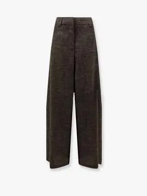 ALYSI Wool And Linen Blend Trousers - Brown