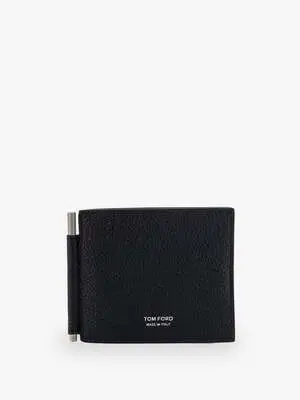 TOM FORD Leather Card Holder With Front Logo - Black