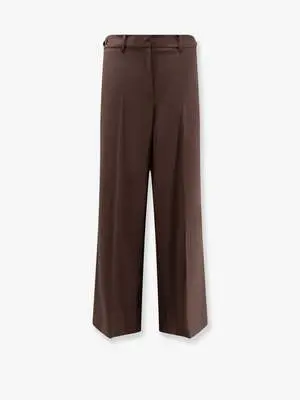 ALYSI Stretch Virgin Wool Trousers - Brown