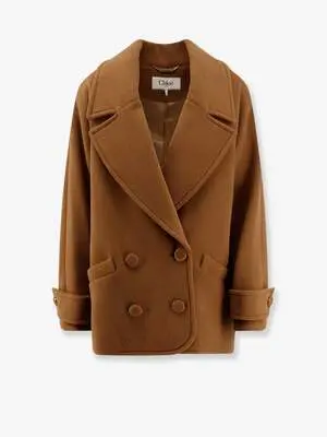 Chloé Short Wool Coat - Brown