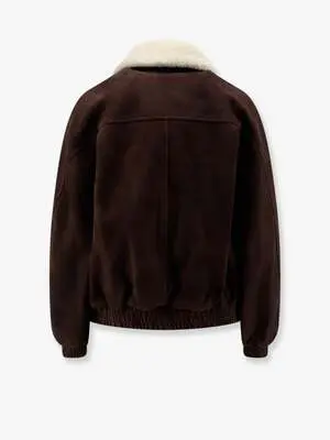 SEMICOUTURE Suede Jacket With Fur Collar