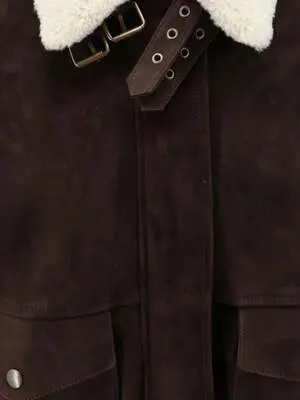 SEMICOUTURE Suede Jacket With Fur Collar