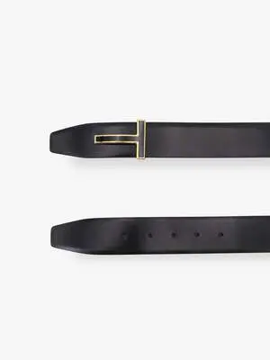 TOM FORD Leather Belt With Metal Logo Buckle