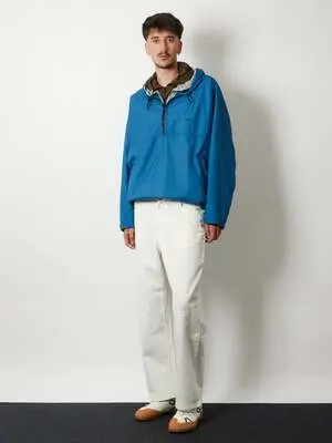 Loewe Anorak Technical Fabric Windbreaker With Embroidered Anagram Logo - Blue