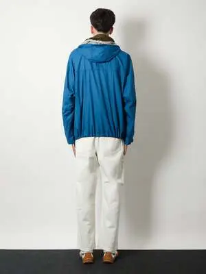 Loewe Anorak Technical Fabric Windbreaker With Embroidered Anagram Logo - Blue
