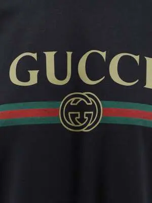 Gucci Cotton And Silk Blend T-shirt With Web Logo - Black