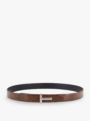 TOM FORD Crocodileeffect Leather Belt