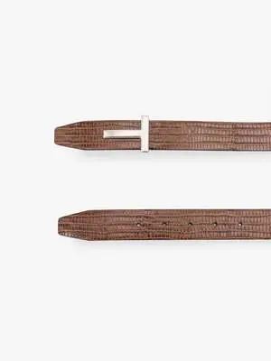 TOM FORD Crocodileeffect Leather Belt