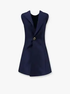 Balenciaga Aline Merino Wool And Silk Blend Short Dress