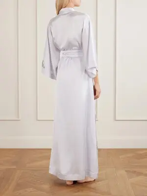 Carine Gilson Lace-appliqué Silk-satin Robe