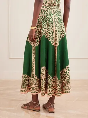 Johanna Ortiz Encanto De Isla' Satin-jacquard Maxi Skirt
