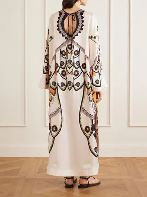 La DoubleJ Twin Flame Floral-print Silk Maxi Dress