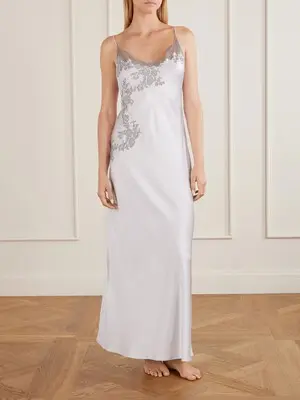 Carine Gilson Lace-embroidered Silk Midi Slip Dress