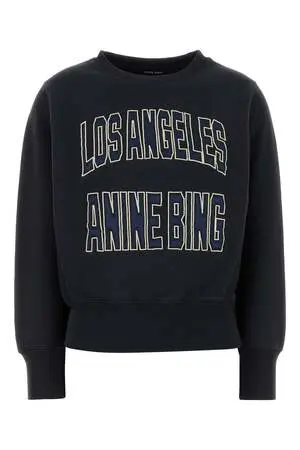 ANINE BING Embroidered Cotton Blend Sweatshirt