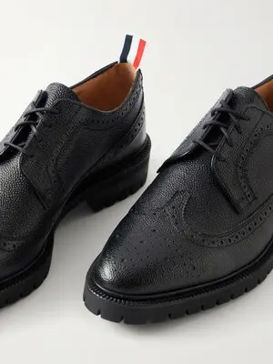 Thom Browne Longwing Pebble-grain Leather Brogues