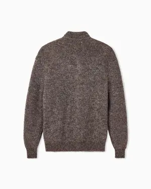 Giorgio Armani Regular Fit Mohair Wool Half-cardigan Stitch Cardigan