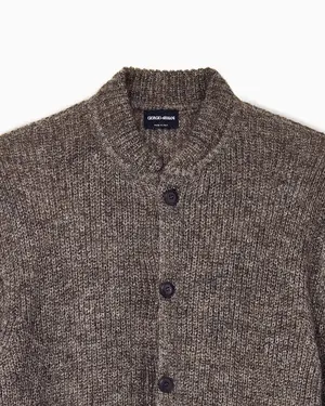 Giorgio Armani Regular Fit Mohair Wool Half-cardigan Stitch Cardigan