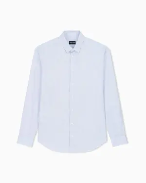 Giorgio Armani Regular Fit Striped Cotton Shirt With A Small Point Collar