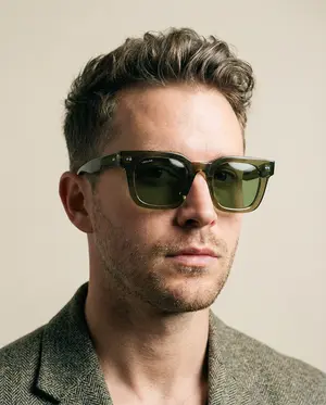 COSSINO Cuadra 46mm Square Acetate Sunglasses - Green