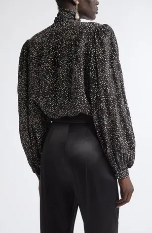 Valentino Garavani Starry Long Sleeve Silk Minidress