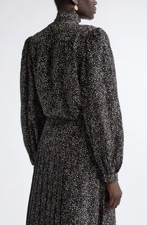 Valentino Garavani Starry Long Sleeve Silk Minidress
