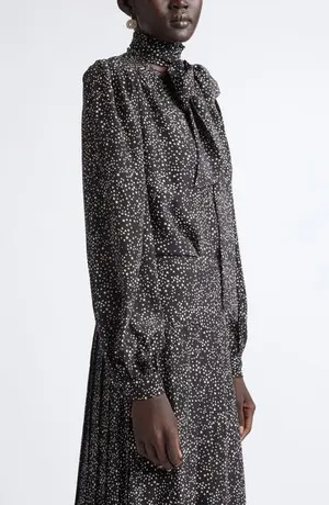Valentino Garavani Starry Long Sleeve Silk Minidress