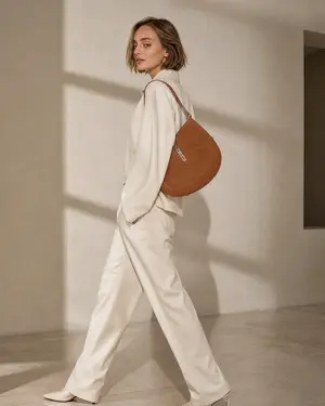 MI BOLSA LONDON Cotswolds Genuine Suede Leather Shoulder Bag