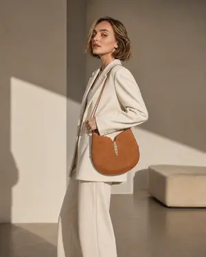 MI BOLSA LONDON Cotswolds Genuine Suede Leather Shoulder Bag