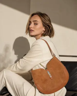 MI BOLSA LONDON Cotswolds Genuine Suede Leather Shoulder Bag