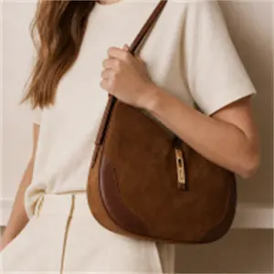 MI BOLSA LONDON Cotswolds Genuine Suede Leather Shoulder Bag