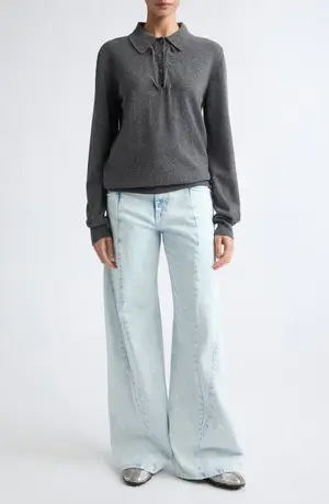 MAISON MARGIELA Twist Wool Polo Sweater - Medium Grey