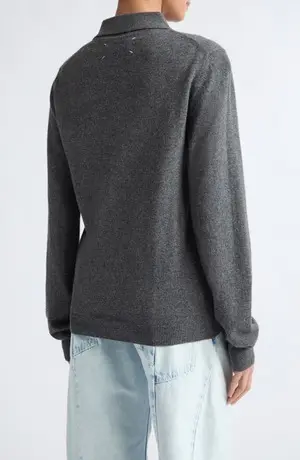 MAISON MARGIELA Twist Wool Polo Sweater - Medium Grey