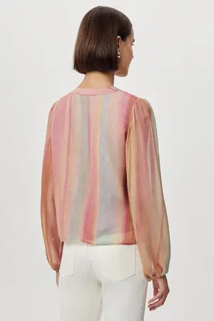 EXQUISE Striped Long Sleeve Blouse