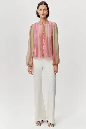 EXQUISE Striped Long Sleeve Blouse