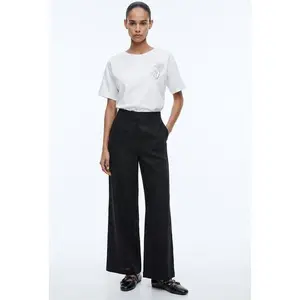 EXQUISE Azaleaora High Waist Linen Pants - Black