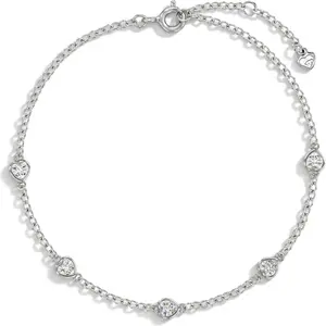 IN SEASON JEWELRY Sterling Heart Cubic Zirconia Station Bracelet - Silver