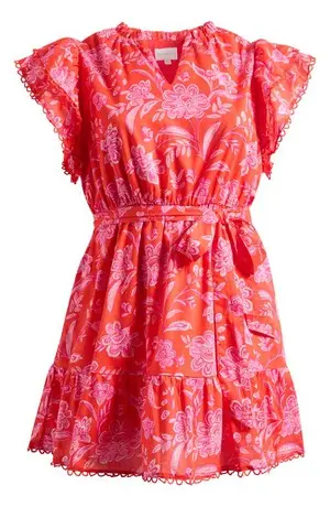 SUGARLIPS Aria Floral Print V-neck Ruffled Mini Dress