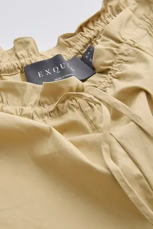 EXQUISE Drawstring Waist Woven Tapered Pants