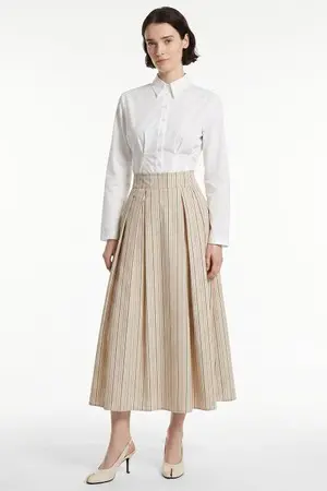EXQUISE Pleated Pocket Midi Skirt