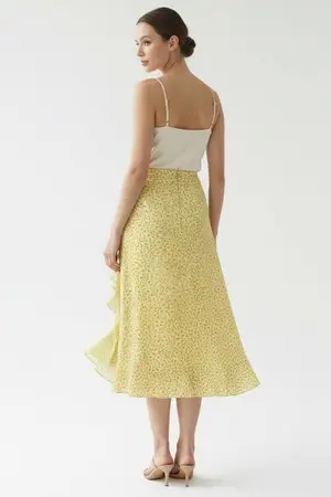 EXQUISE Filicia Printed Midi Skirt With Ruffle Detail