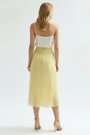 EXQUISE Filicia Printed Midi Skirt With Ruffle Detail